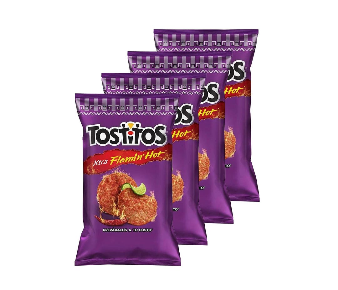 Tostitos XTRA Flamin' Hot Sabritas Mexican Chips (4 BAG BOX) 68 Grams ...