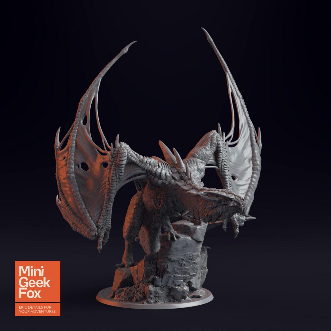 Adult Magma Dragon - Fiery Dnd Miniature for Intense Adventures - Etsy