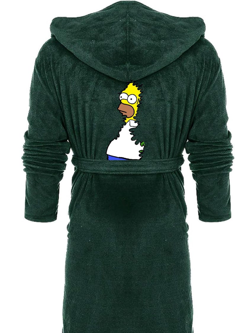 Homer Simpson Hooded Dressing Gown With Pockets – Green Towelling ...