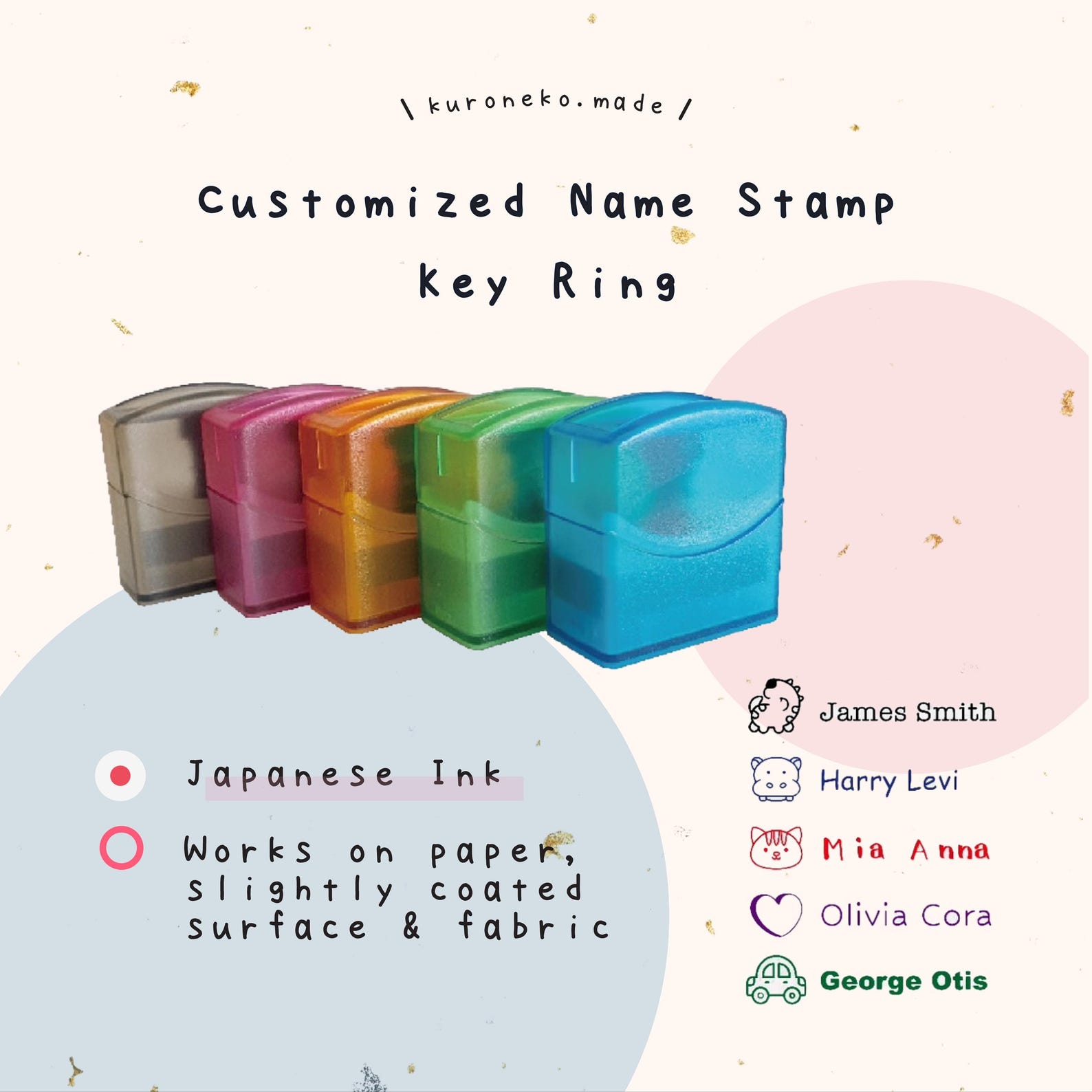 Personalised Name Stamp Key Ring, Fabric Stamp, Kids Stamp, School ...