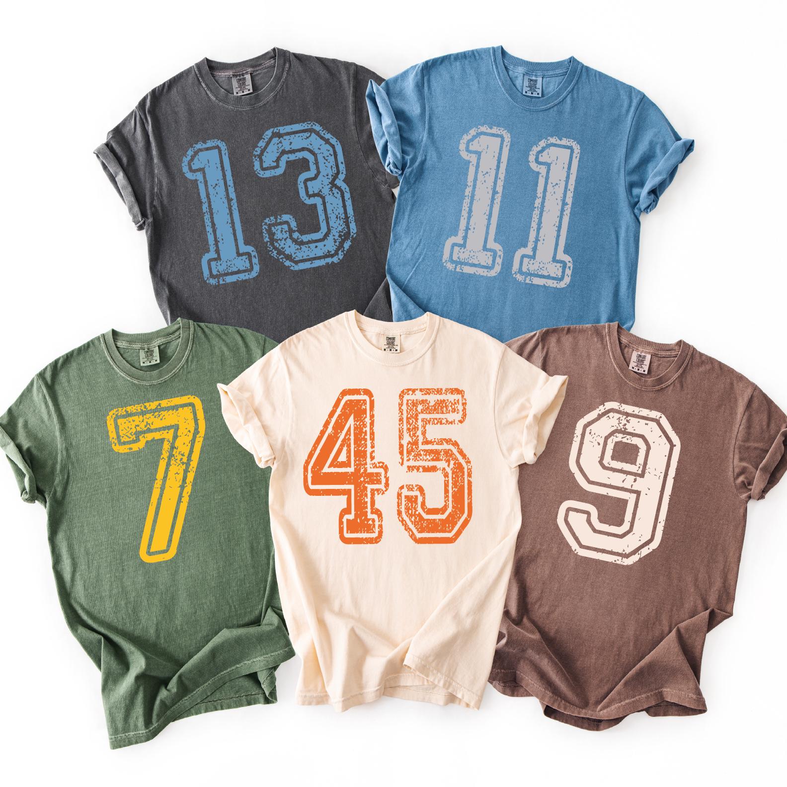 Custom Football Number Comfort Colors Shirt, Custom Number Shirt ...
