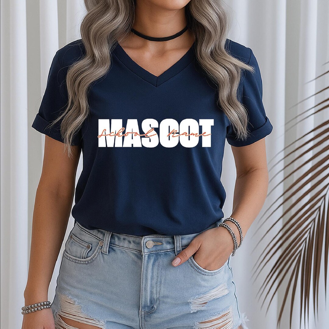 Custom School Mascot Vneck Shirt, Team Mascot Name Vneck, Mascot School ...