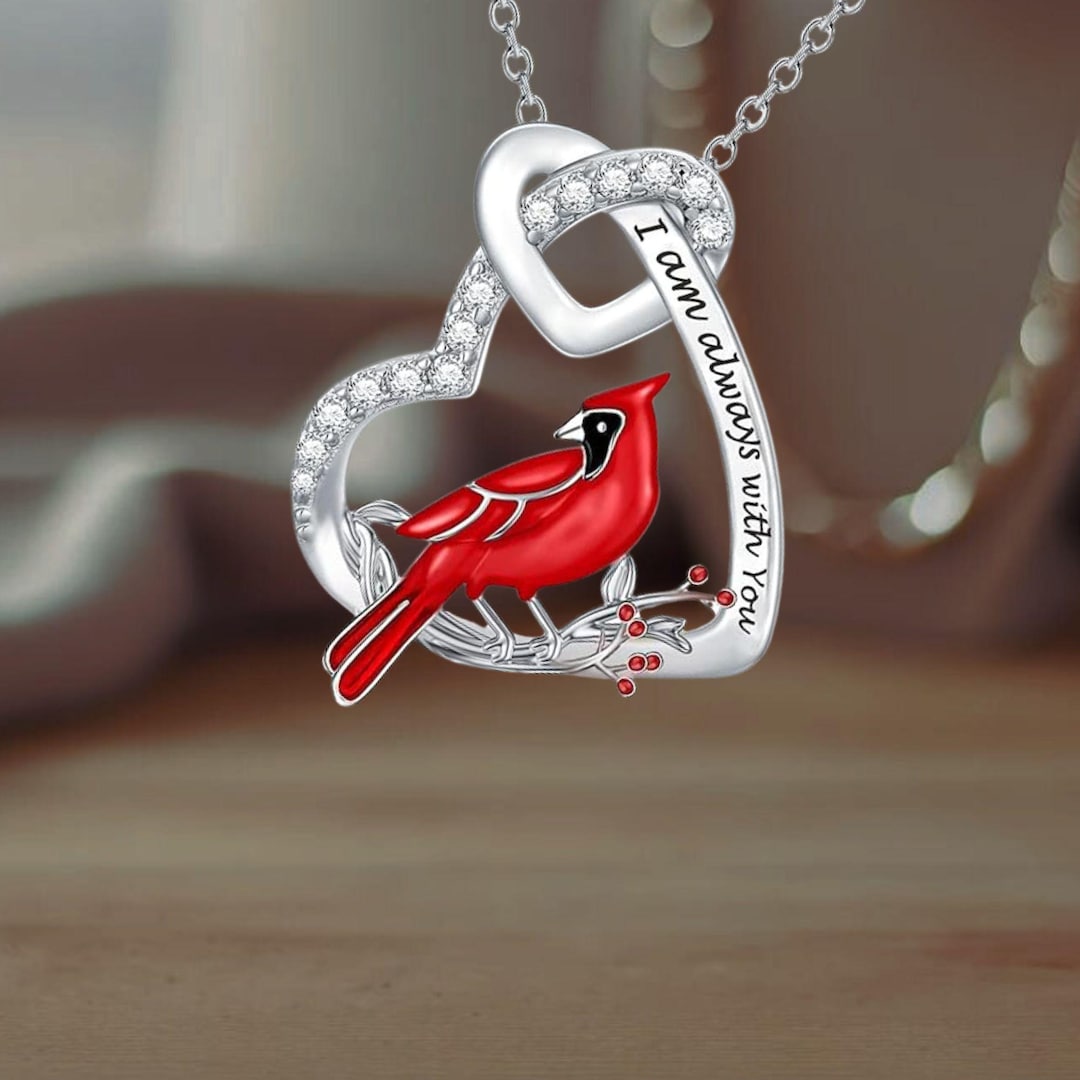 Red Cardinal Pendant Necklace for Women Memorial Cardinal Cute Bird ...