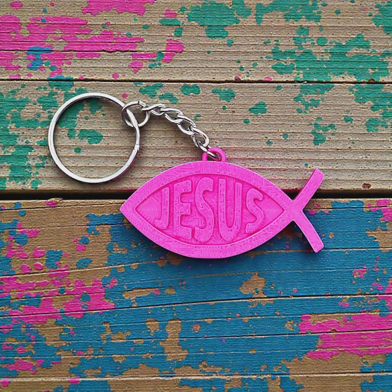 Christian Fish Keychain: Religious Jesus VBS Charm, Handmade in USA, 30 ...