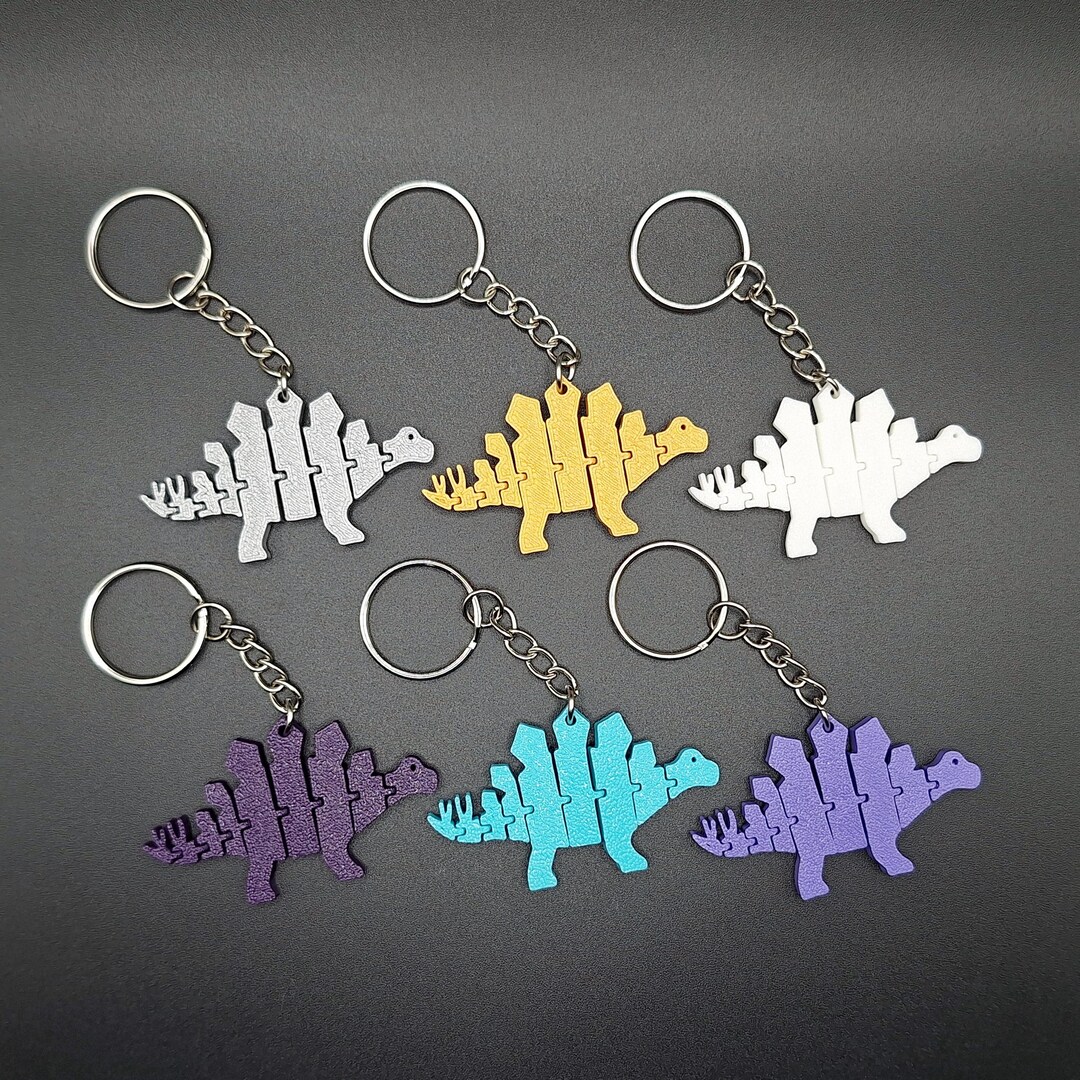 Dinosaur Fidget Keychains (4 Pack) – Fun Articulated Dino Key Ring for ...