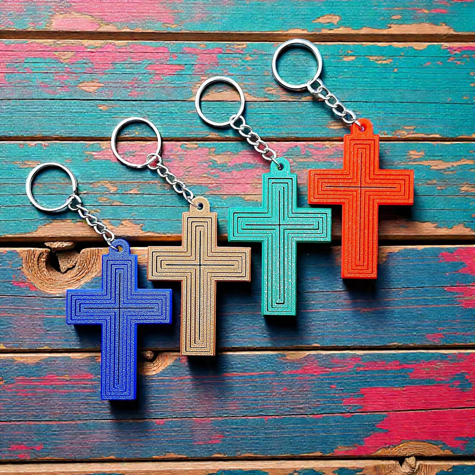 Articulated Cross Fidget Keychains: Faith-based Sensory Toy, Handmade ...