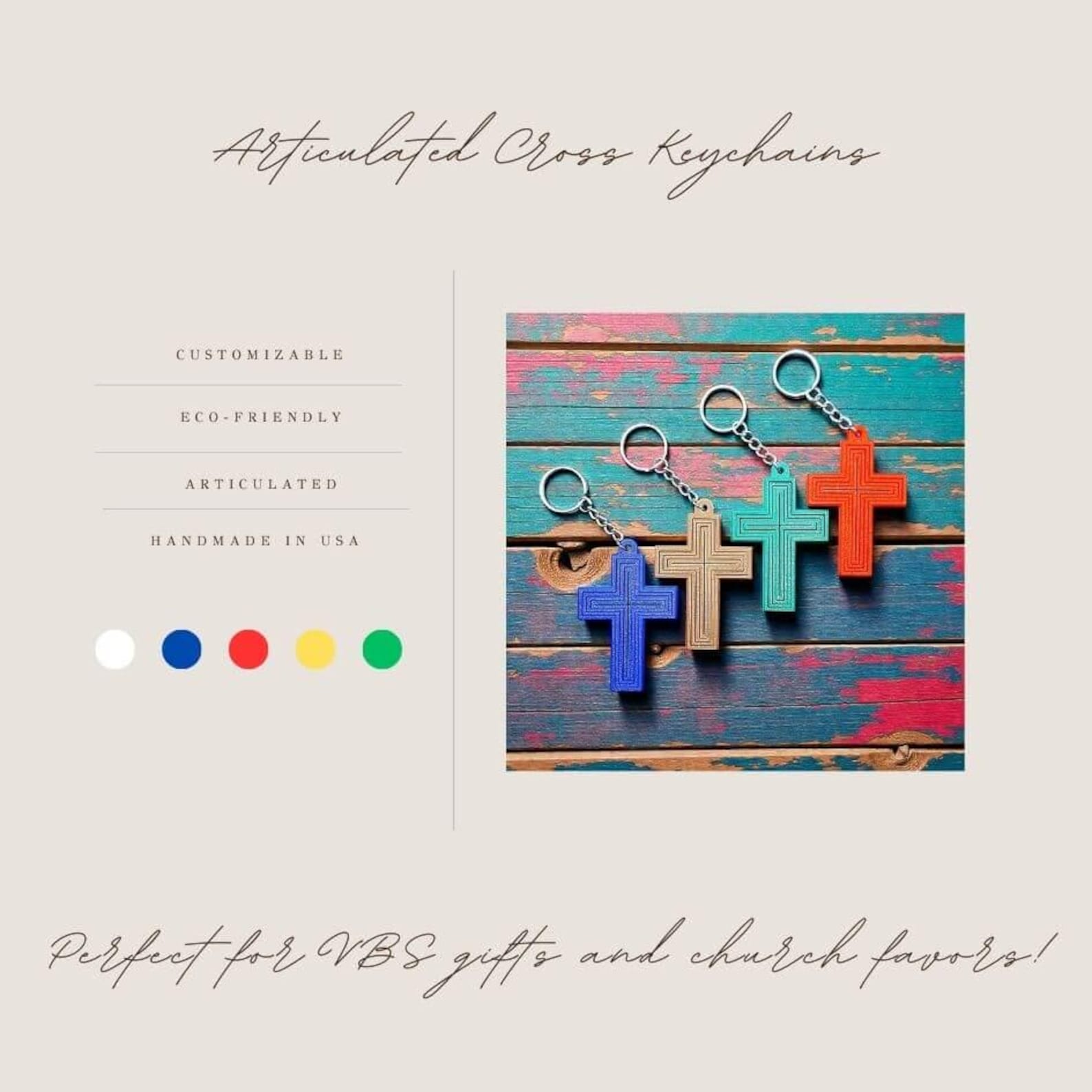 Articulated Cross Fidget Keychains: Faith-based Sensory Toy, Handmade ...