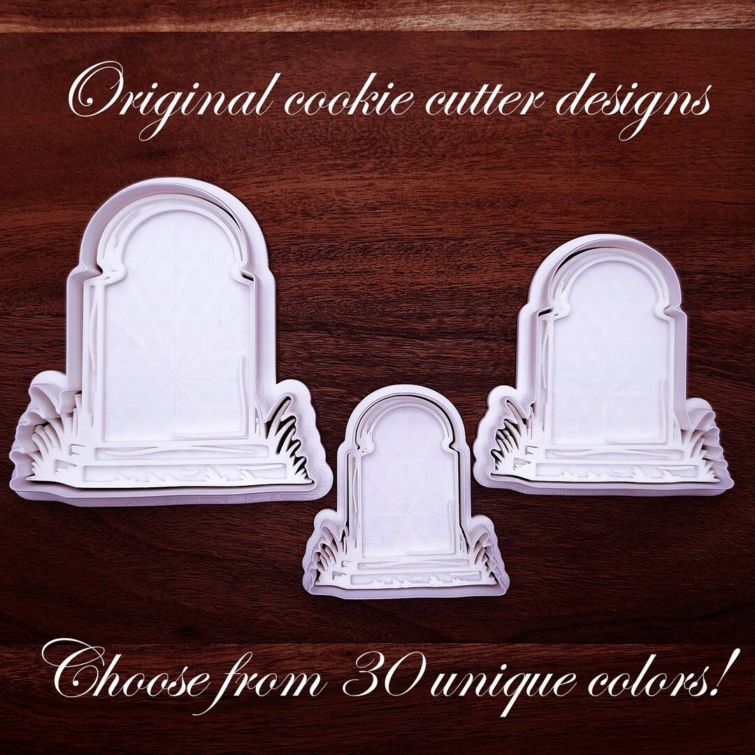 Halloween Tombstone Baking Mold – Gravestone Cookie Cutter Stamp Set ...