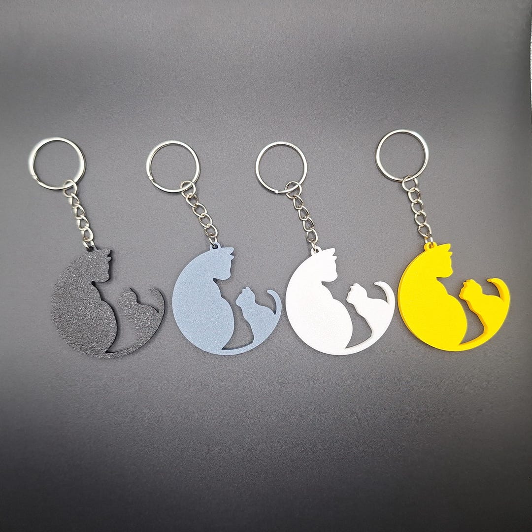 Cute Cat Keychains (4 Pack) – Customizable Animal Key Ring, Handmade ...