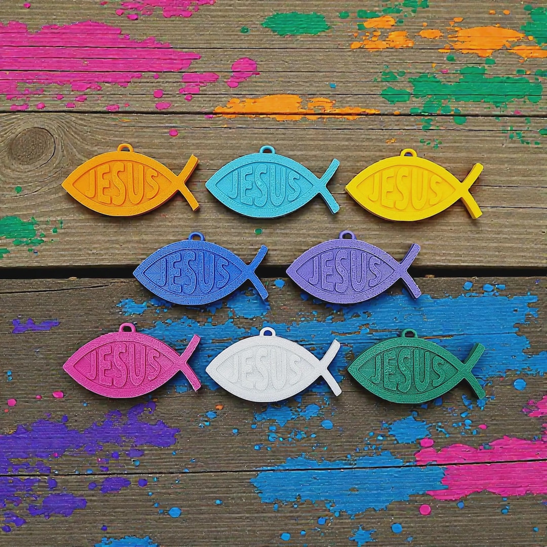 Christian Fish Keychain: Religious Jesus VBS Charm, Handmade in USA, 30 ...