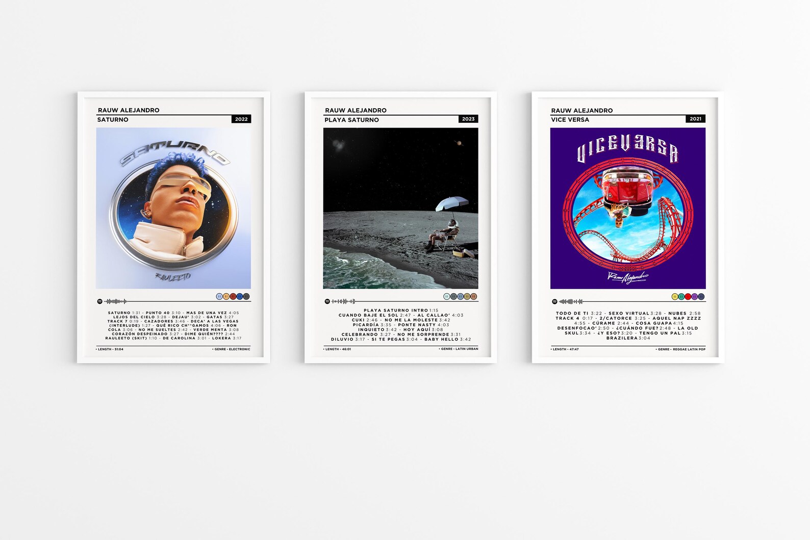 Rauw Alejandro Playa Saturno, Saturno, Vice Versa Album Set Poster ...