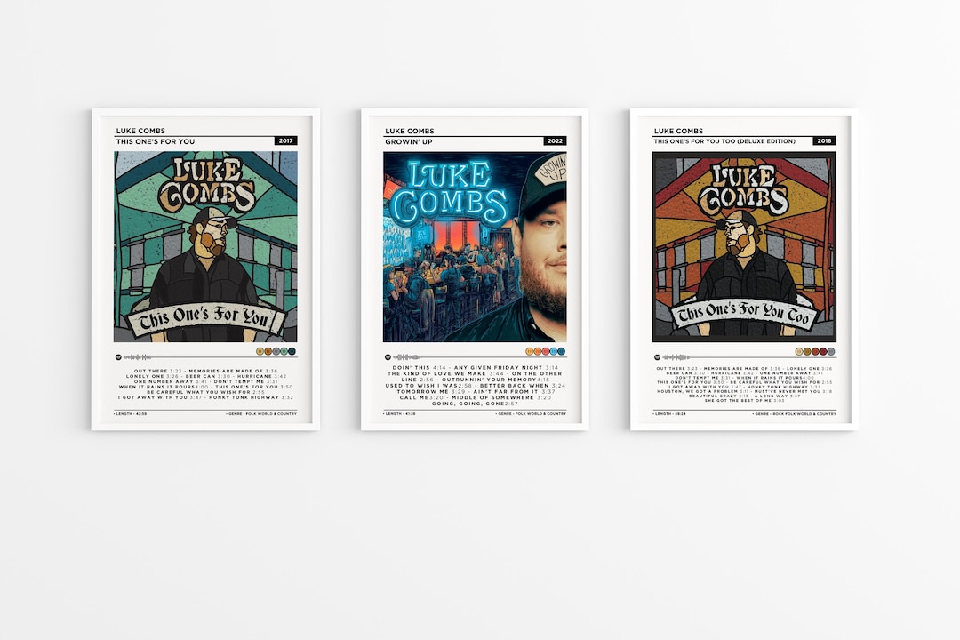 Luke Combs Growin' Up, This One's for You,too deluxe Album Set Poster / Album Cover Poster ...