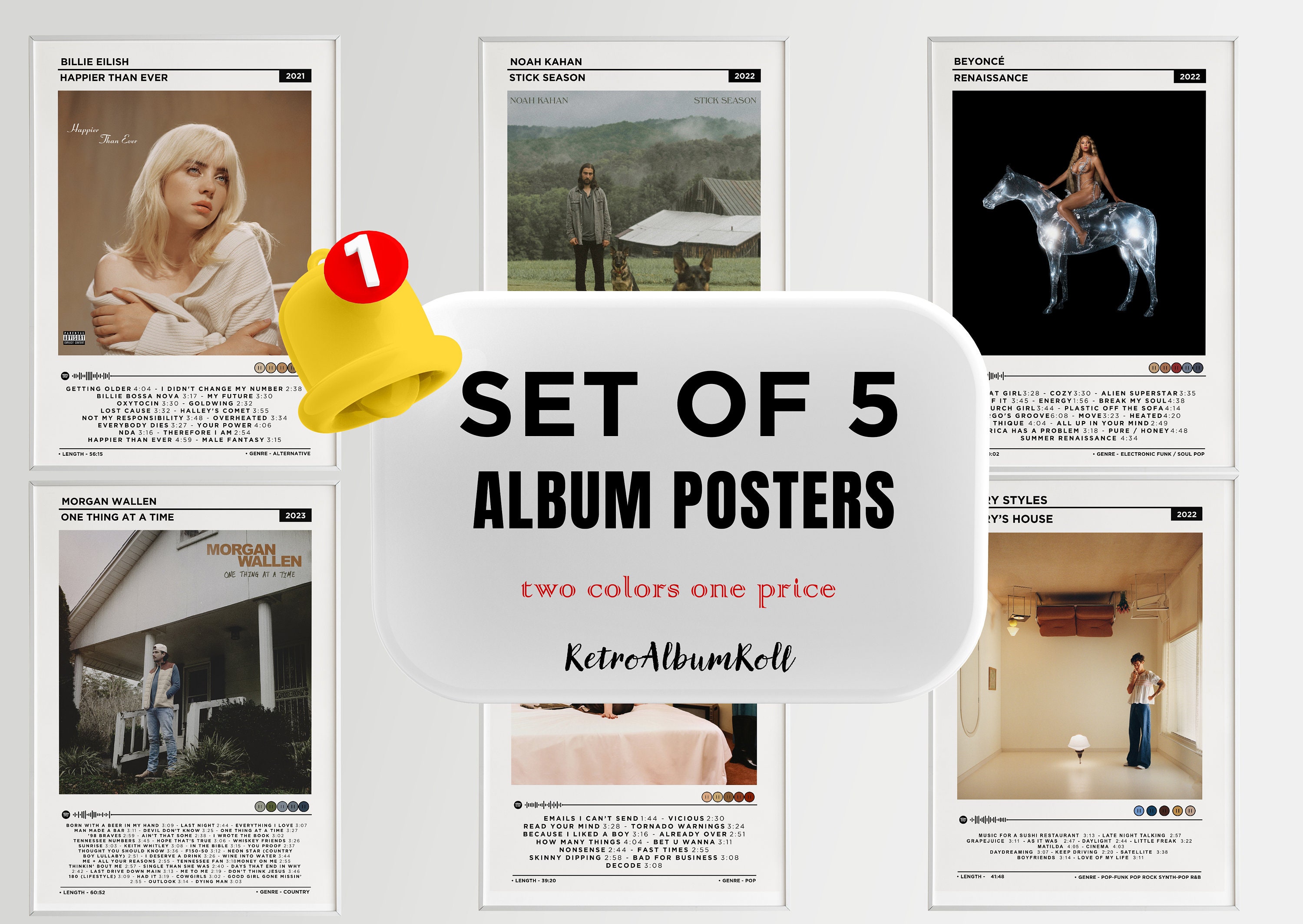 Set of 5 Custom Album Cover Poster / Custom Music Poster / Choose Your ...