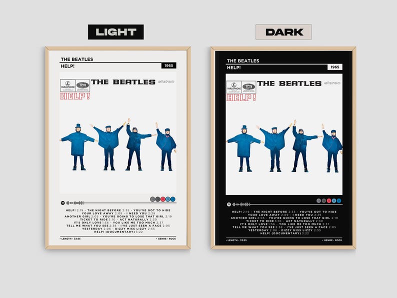 The Beatles Help, Rubber Soul, Let It Be Album Set Poster / Music Gift ...