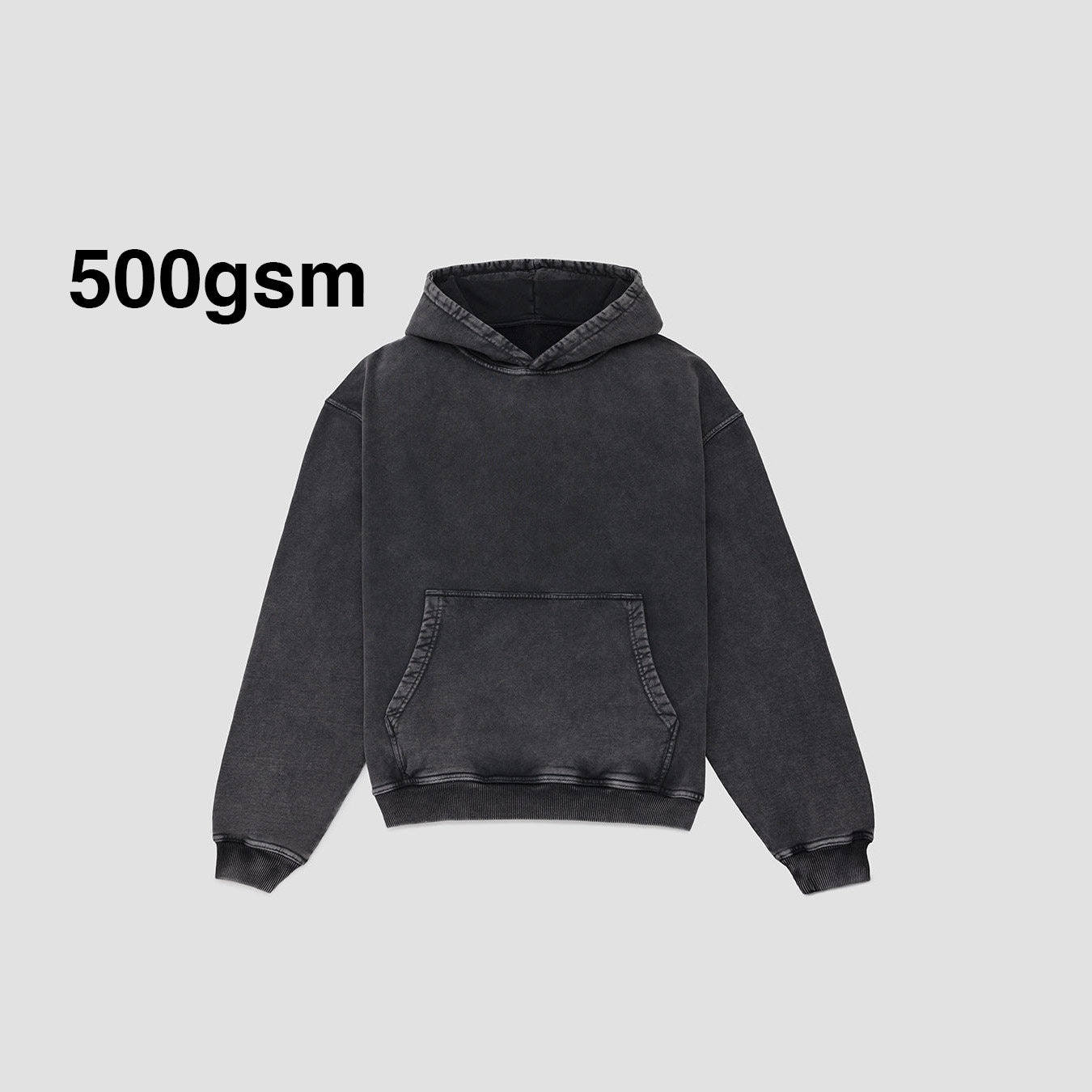 500gsm Blank Acid Wash Hoodie - Ultra Heavyweight Oversized Blank ...
