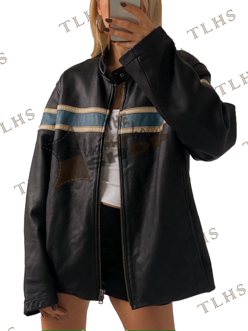 90s Vintage Oversized Lambskin Leather Biker Jacket - Etsy