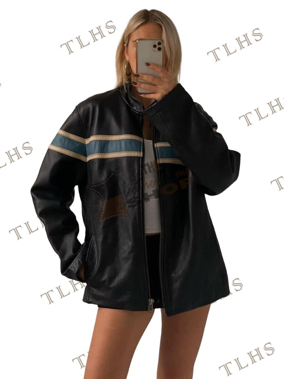 90s Vintage Oversized Lambskin Leather Biker Jacket - Etsy