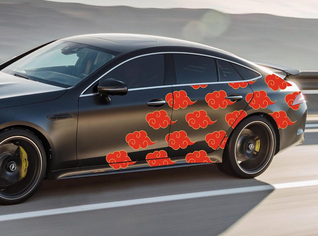 Red Japanese Cloud Pattern UV Laminated Vinyl Decal Set Includes 2 ...