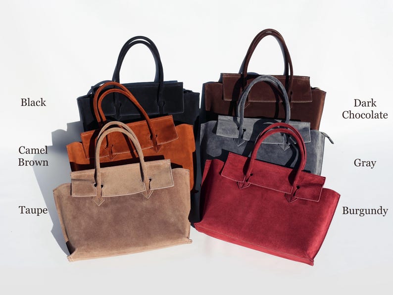 Luxurious Italian Suede Leather Tote: Handcrafted Women's Shoulder ...