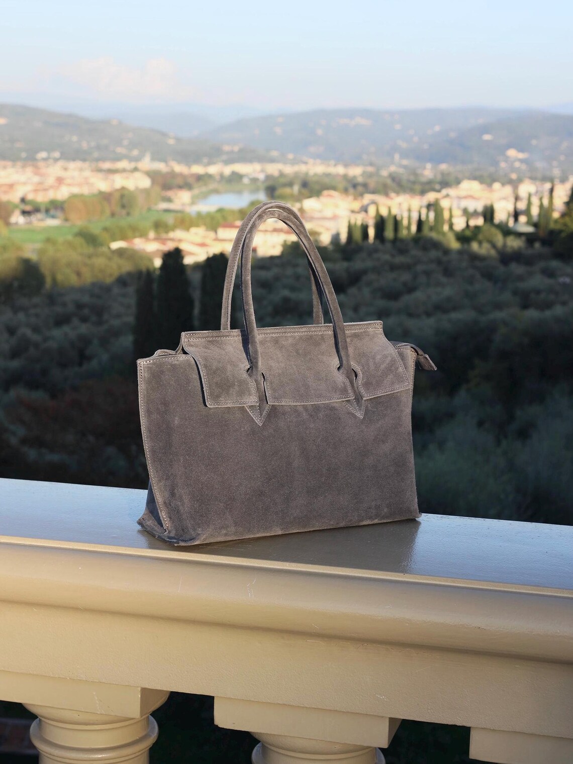 Luxurious Italian Suede Leather Tote: Handcrafted Women's Shoulder ...