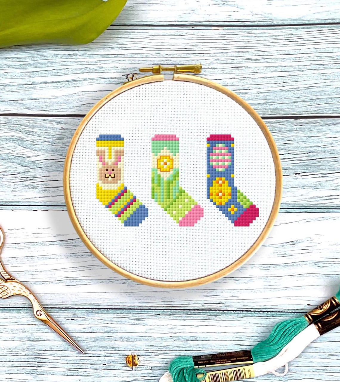 Easter Socks Hoop Cross Stitch Pattern: Instant Download PDF Chart - Etsy