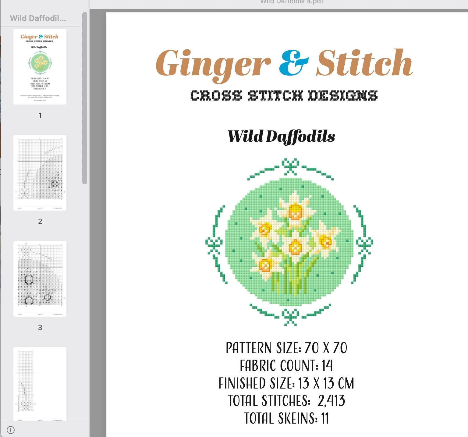 Wild Daffodils Cross Stitch Pattern: Instant Download PDF Chart of ...