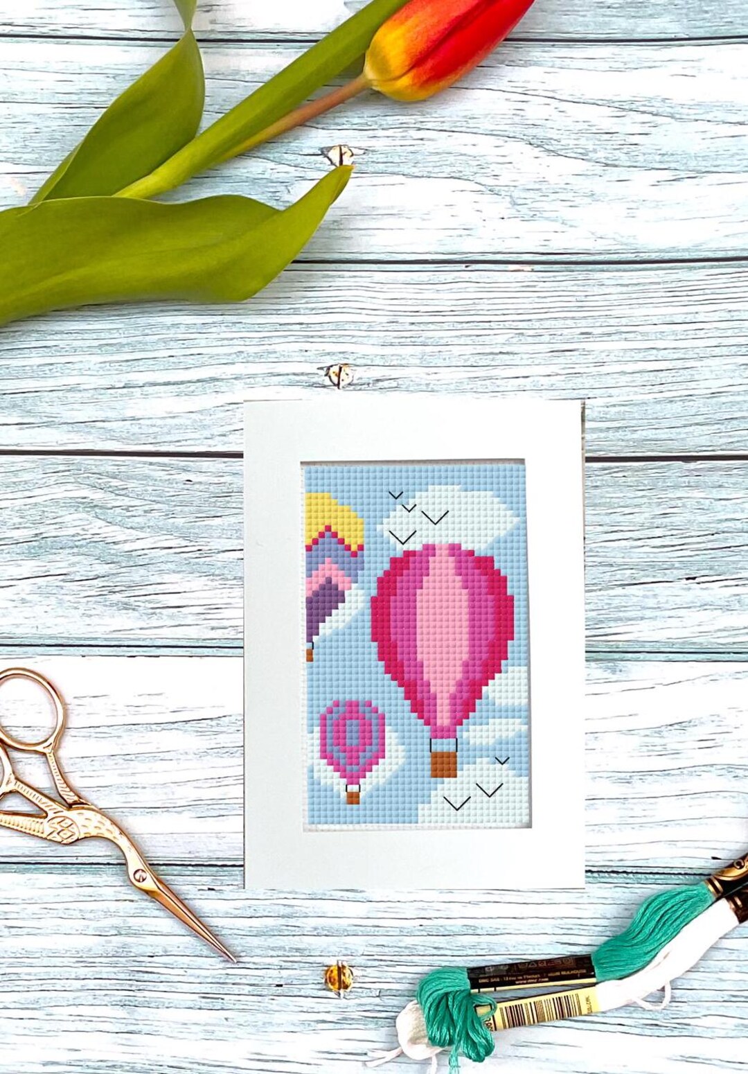 Hot Air Balloons Card: Instant Download PDF Chart - Etsy