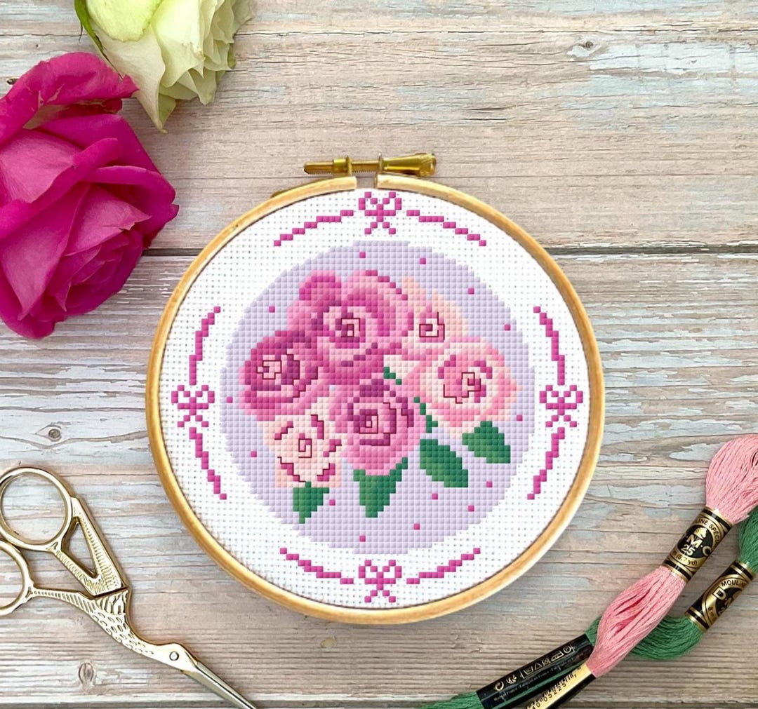 Garden Roses Cross Stitch Pattern: Summer Blooms PDF Chart for Beginner ...