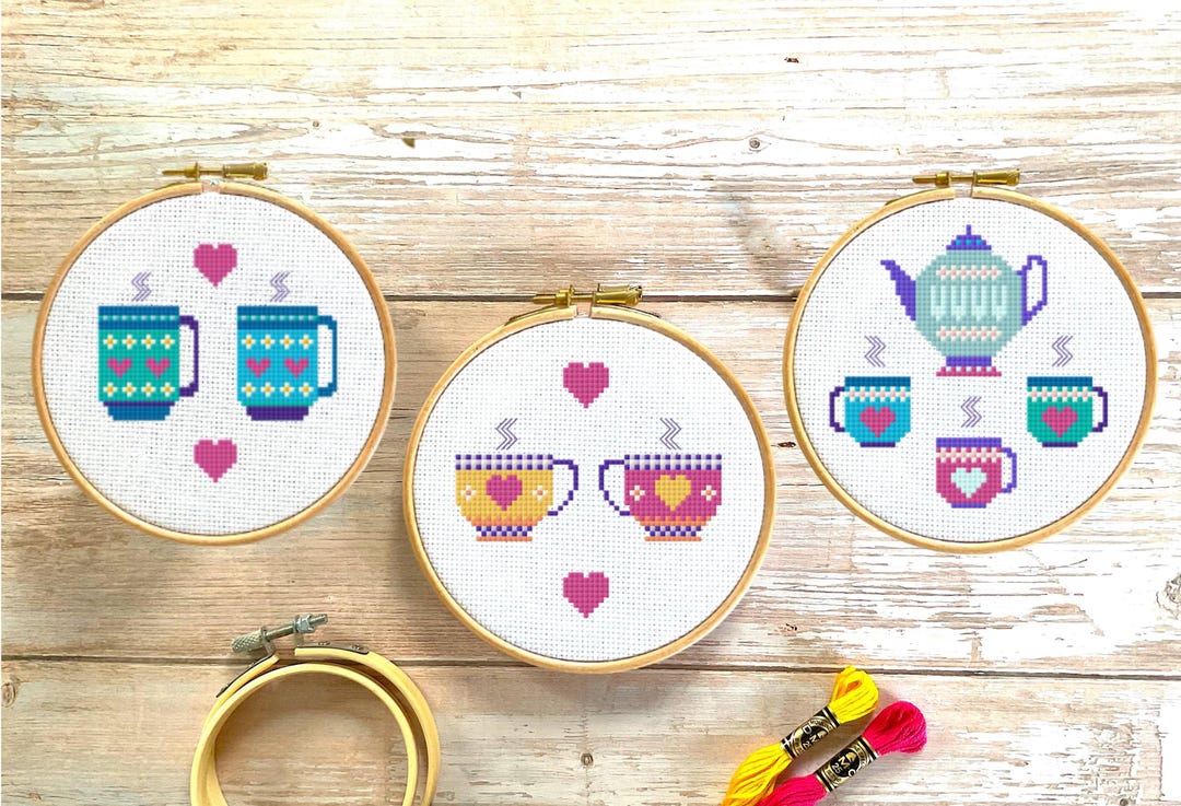 Tea Time Trio Cross Stitch Pattern Bundle: Instant Download PDF Chart ...