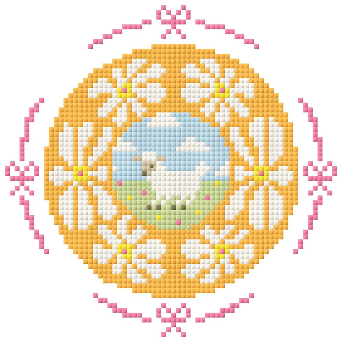Little Lamb Cross Stitch Pattern: Daisy Border Animal Craft (PDF Chart ...