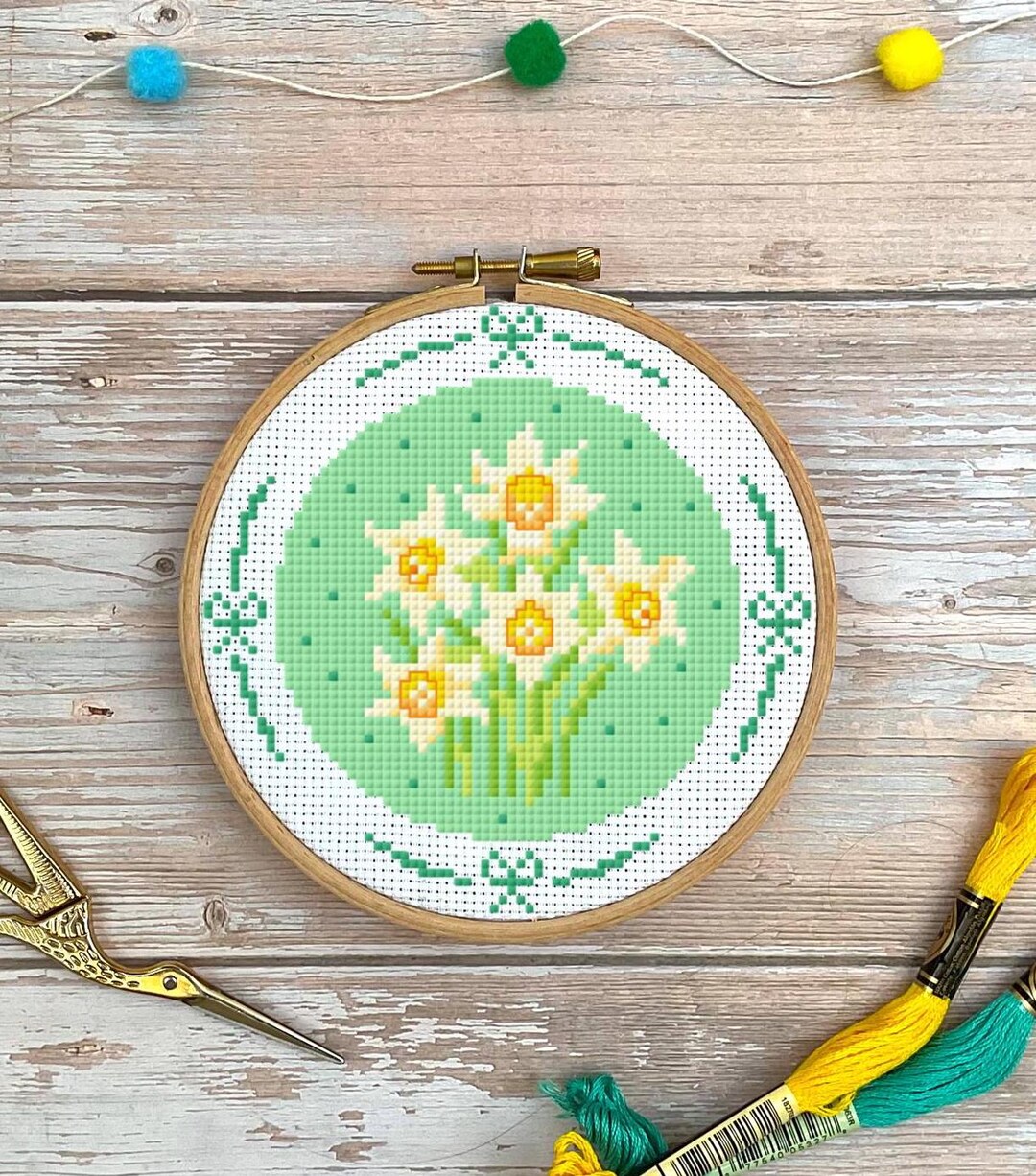Wild Daffodils Cross Stitch Pattern: Instant Download PDF Chart of ...