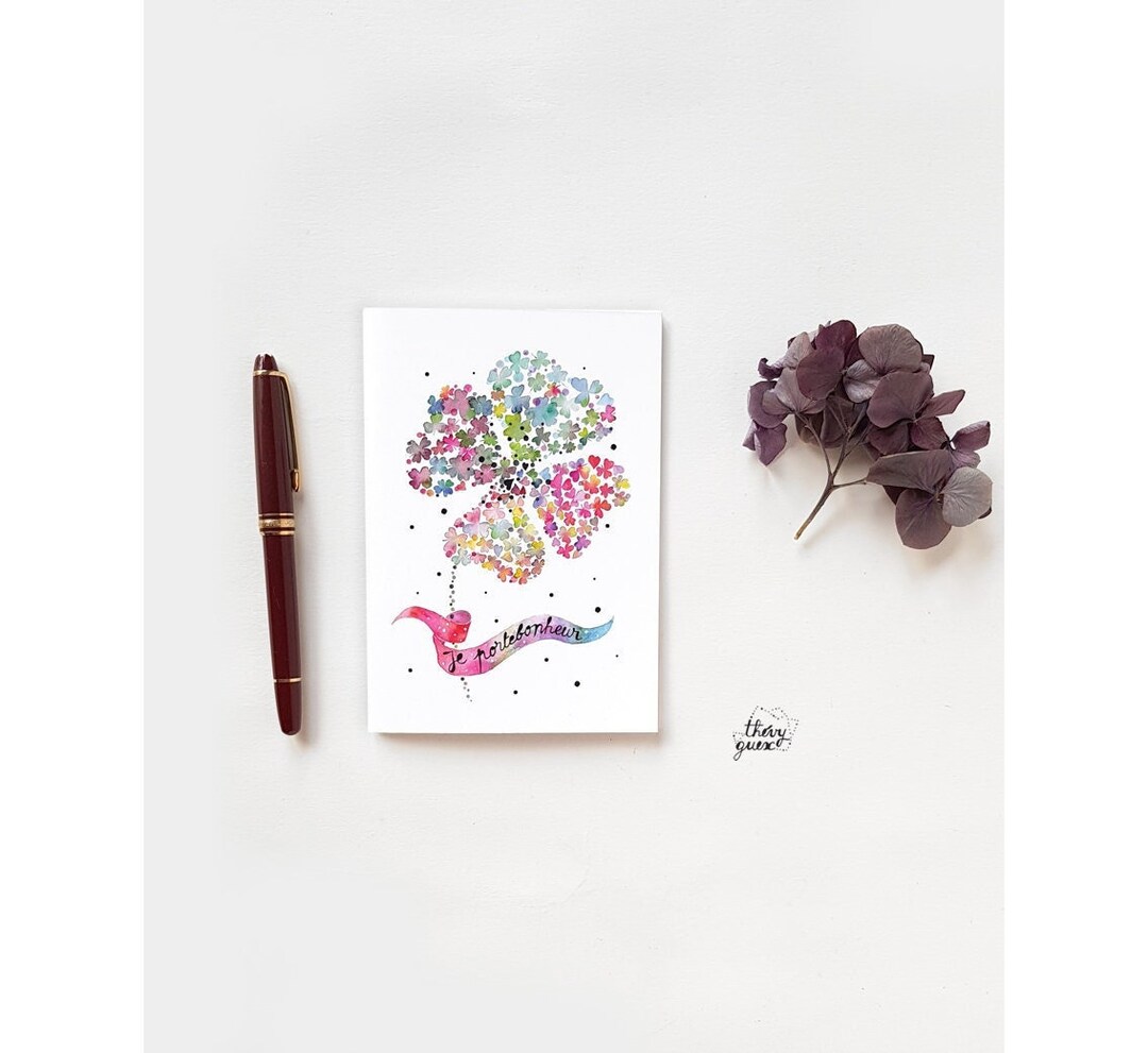 Lucky 4 Leaf Clover Watercolor Notebook A6, Cute Stationery for Her - Etsy