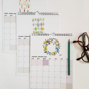 A4 Wall Calendar 2025, Calendar With Watercolor Illustrations, Calendar ...