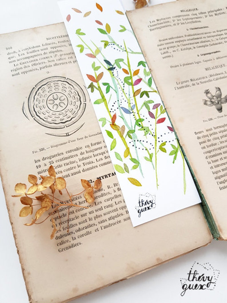 Botanical Foliage Green Leaves Watercolor Illustration Bookmarks Set ...