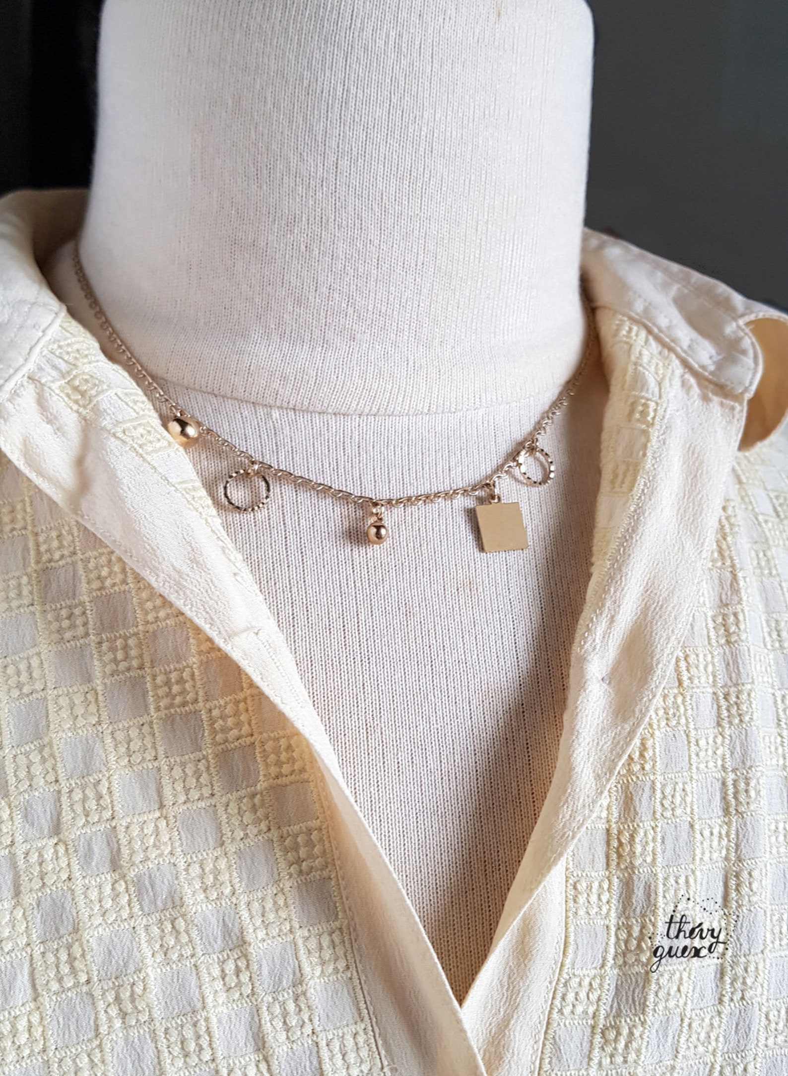Minimal Geometric Gold Charms Necklace, Simple Dainty Jewelry for Her ...