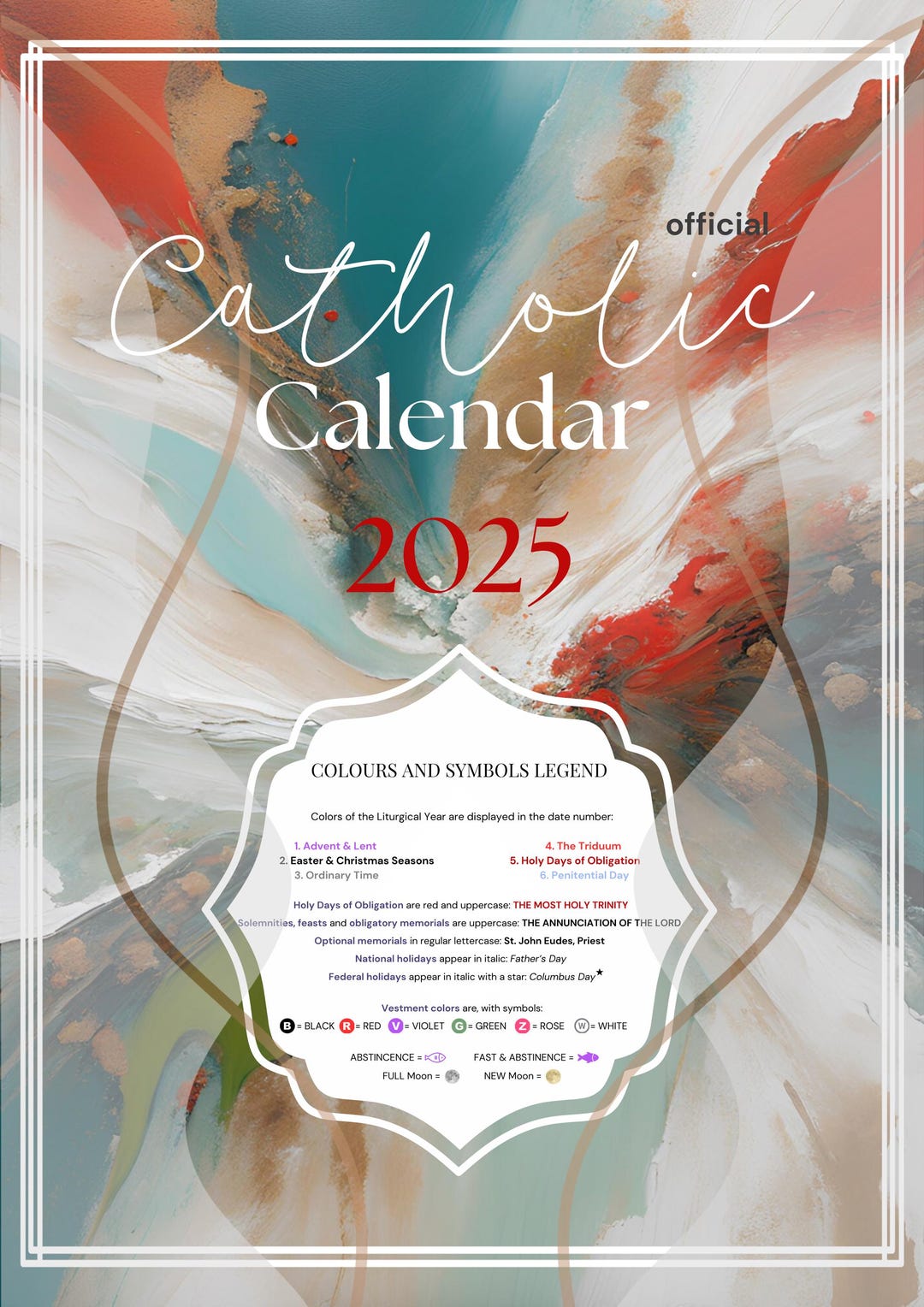 Digital Roman-catholic Calendar 2025 - Art - Etsy