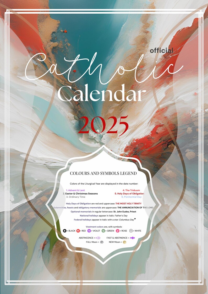 Digital Roman-catholic Calendar 2025 - Art - Etsy