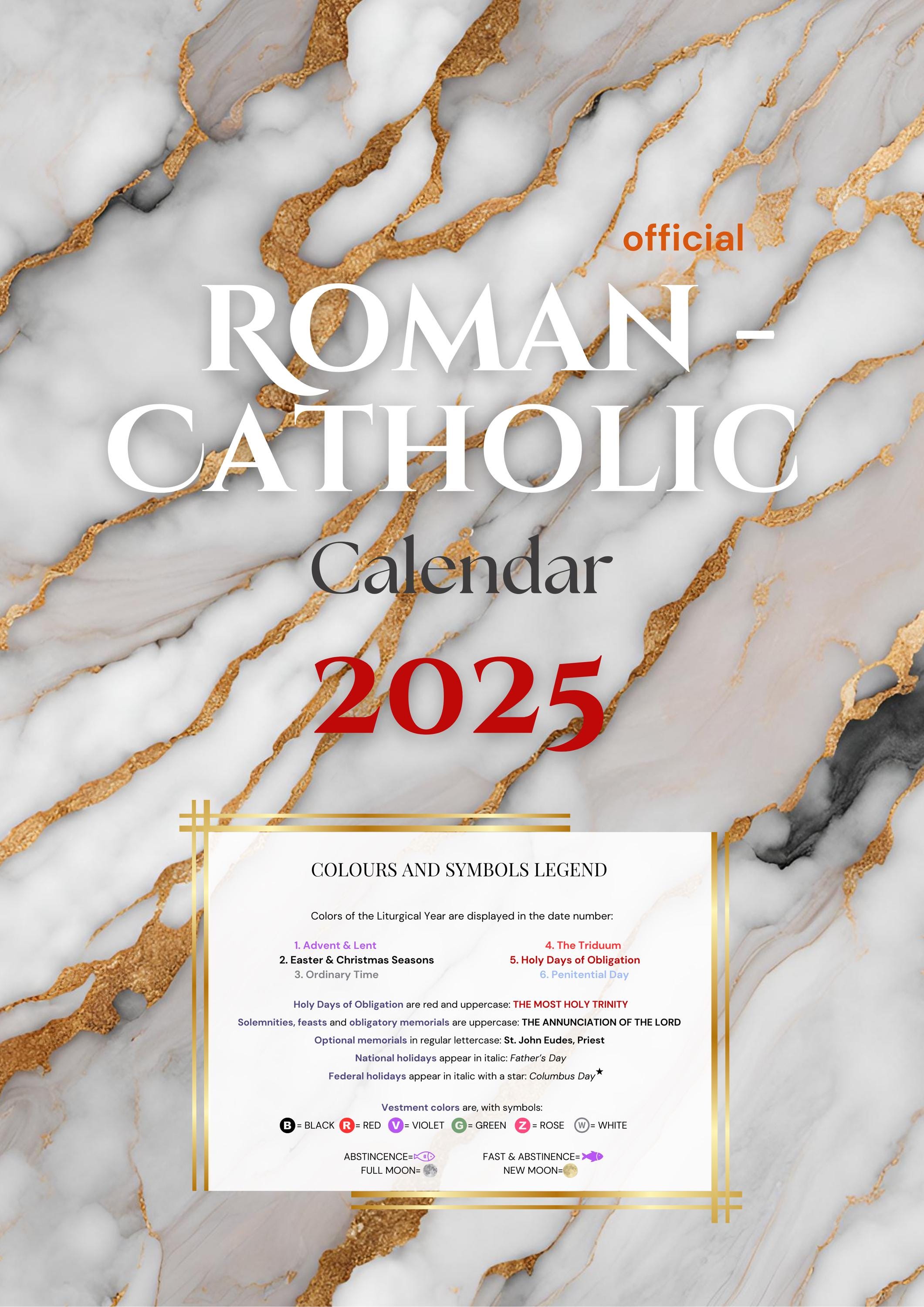 Digital Roman-catholic Calendar 2025 - Marble - Etsy