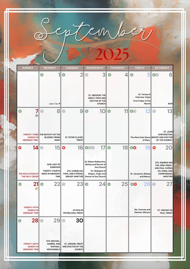 Digital Roman-catholic Calendar 2025 - Art - Etsy