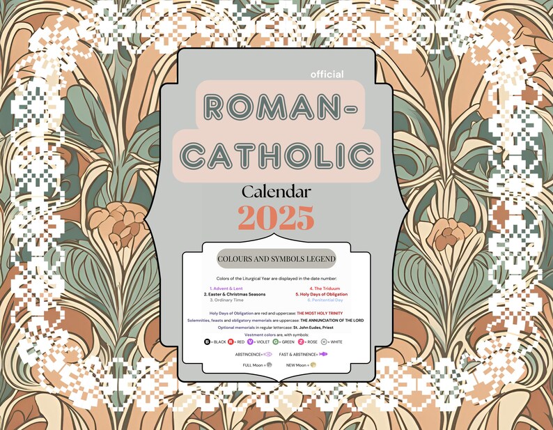 Roman-catholic Wall Calendar (2025) - RETRO - Etsy