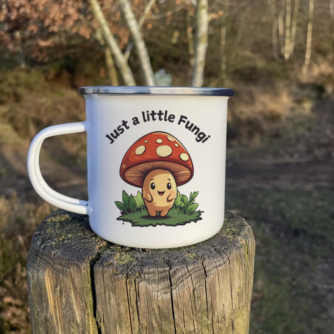Mushroom Joke Enamel Mug, Cute Fungi Hiking Camping Mug - Etsy