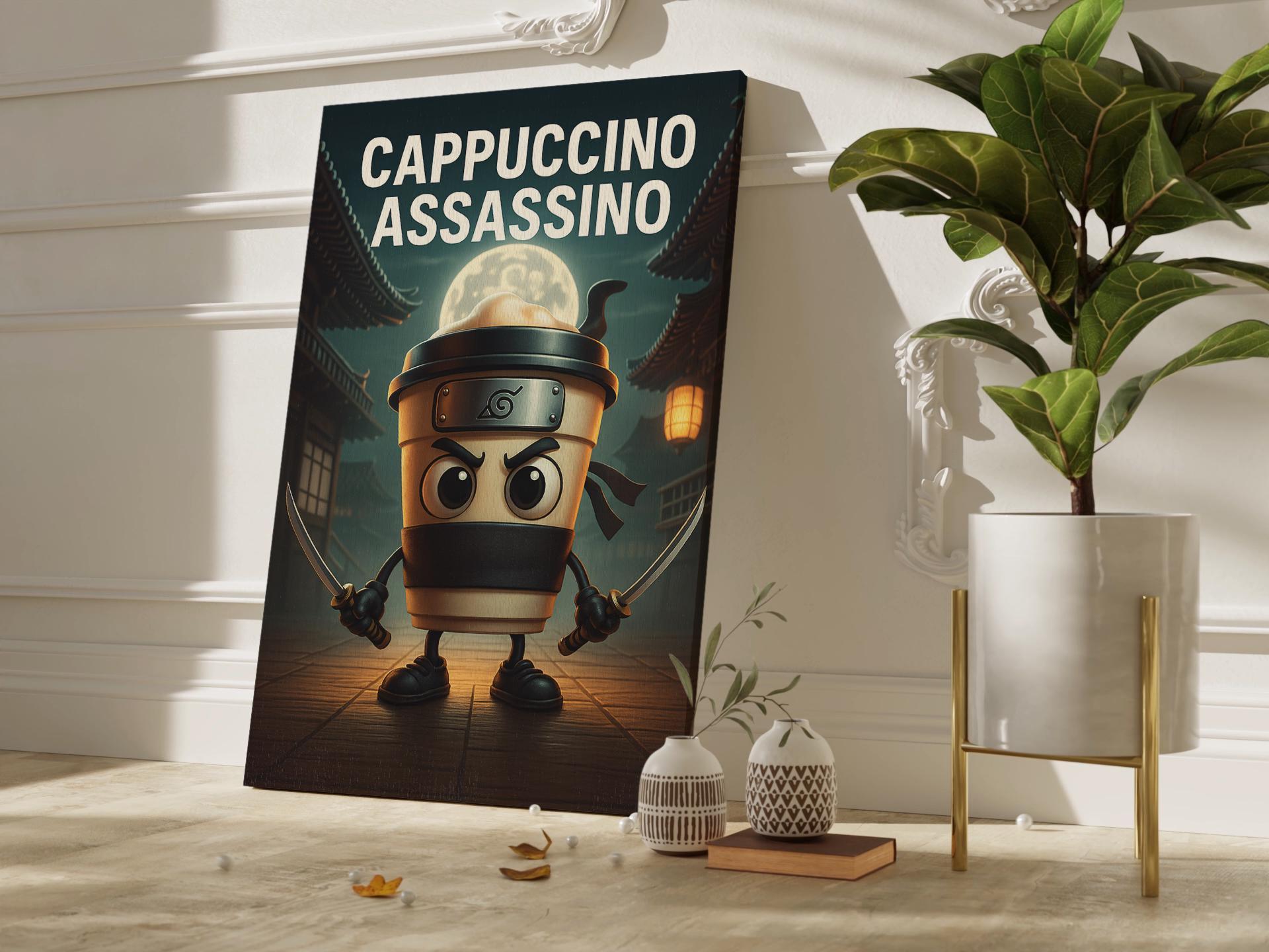Cappuccino Assassino Poster – Viral Italian Brainrot Meme Art – Surreal ...