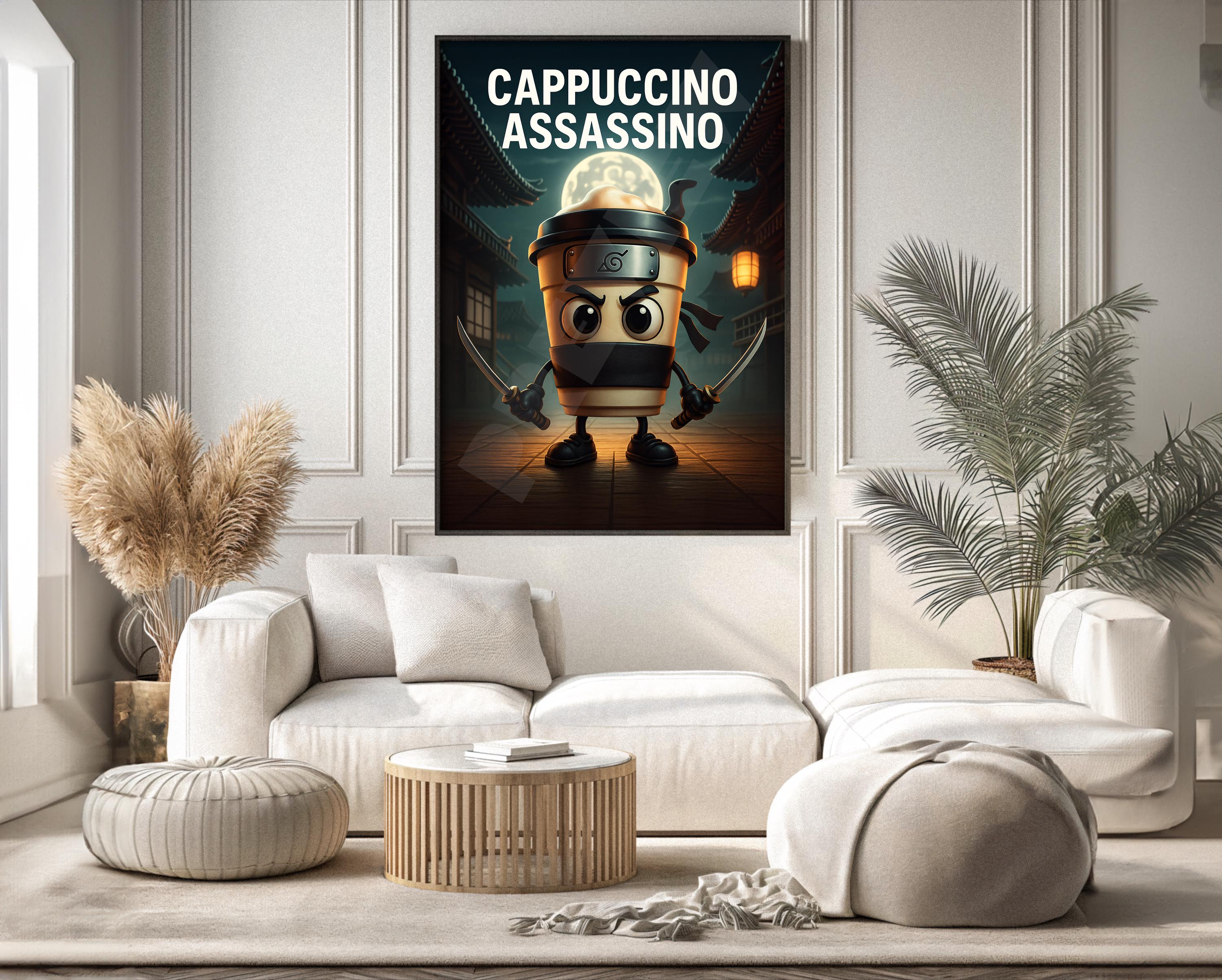 Cappuccino Assassino Poster – Viral Italian Brainrot Meme Art – Surreal ...