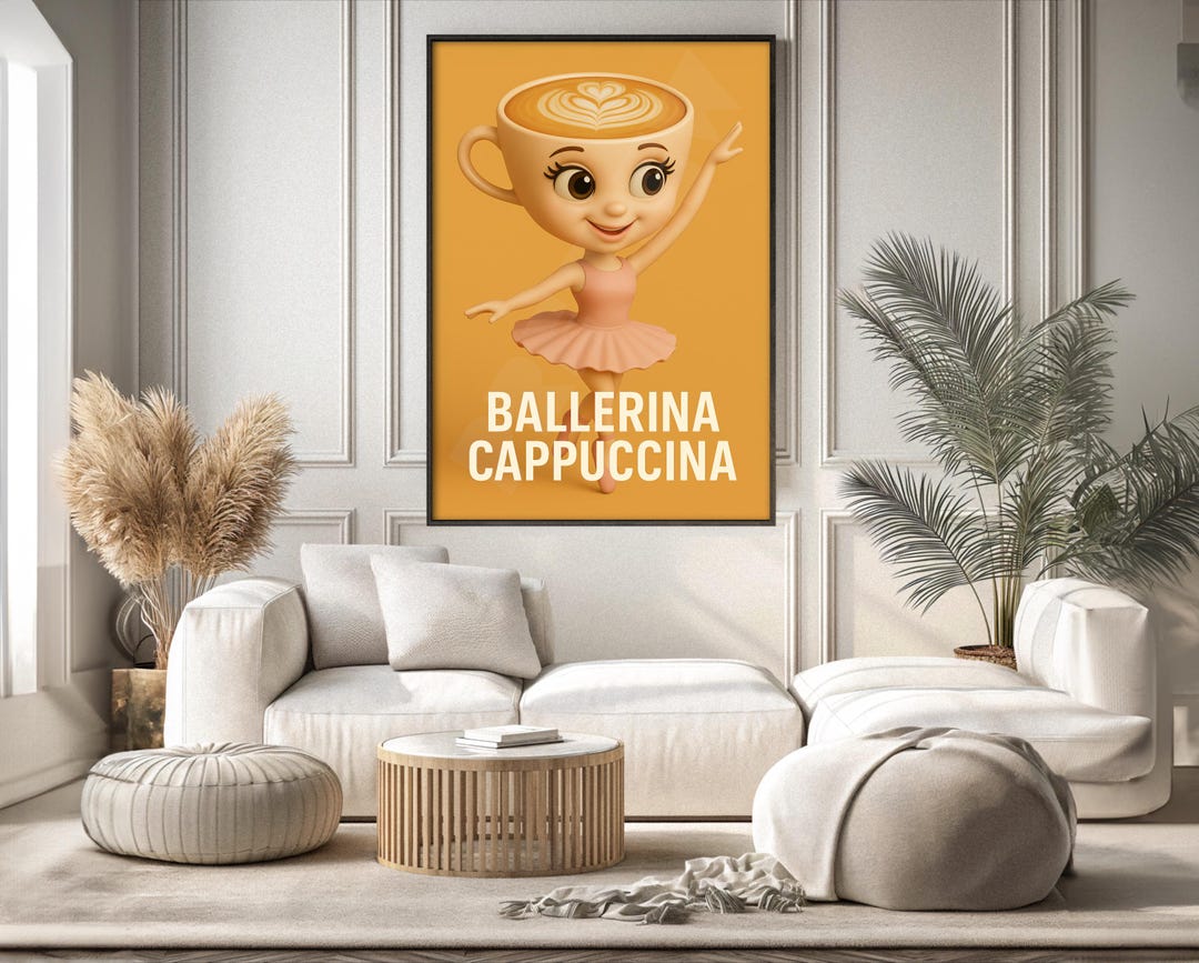 Ballerina Cappuccina Poster – Viral Italian Brainrot Meme Art – Surreal ...