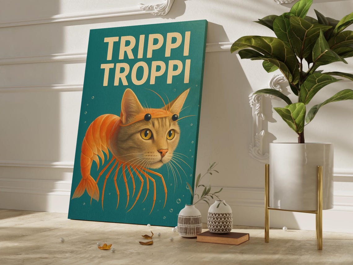 Trippi Troppi Cat Shrimp Poster – Funny Surreal Meme Print – Viral ...