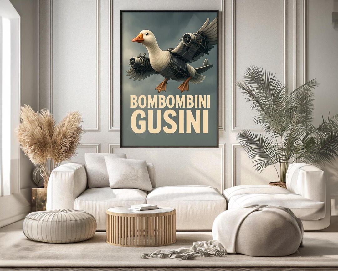 Bombombini Gusini Goose Poster – Funny Jetpack Meme Wall Art – Viral ...