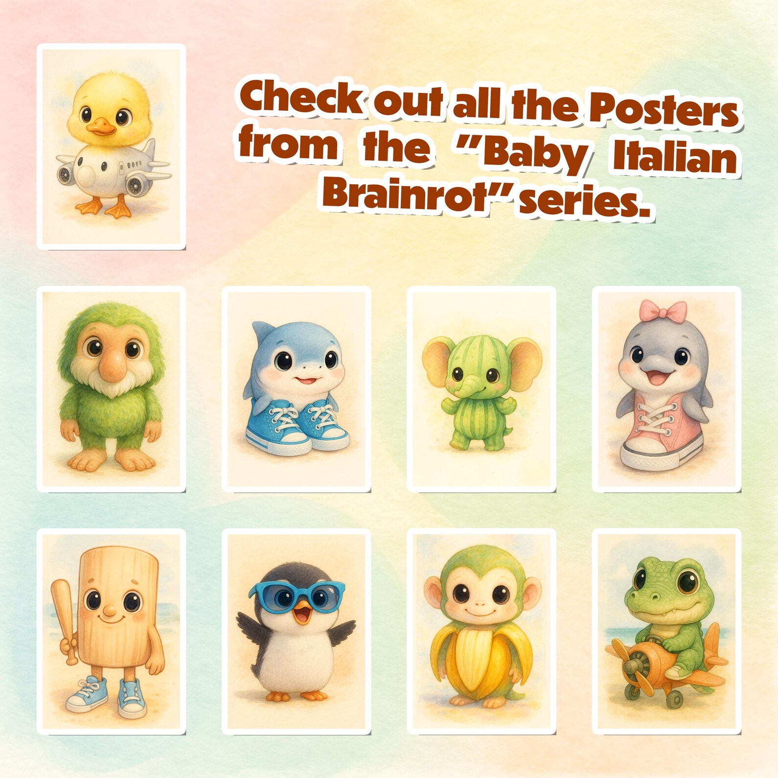 Los Patapinitos Baby Poster – Funny Tiktok Italian Brainrot Meme Decor ...