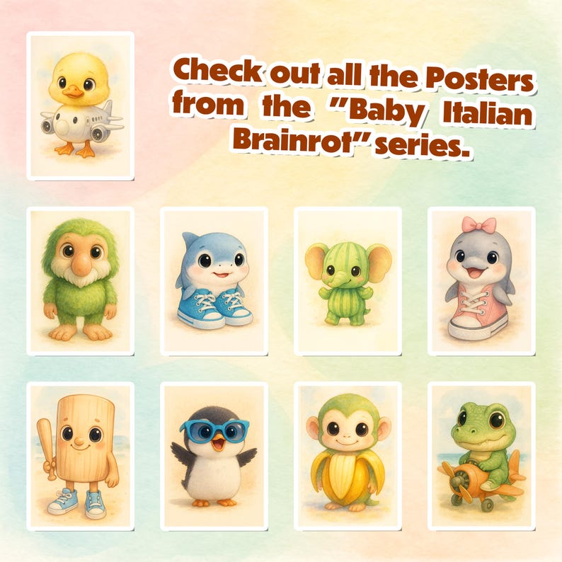 Los Tung Tung Sitos Baby Poster – Funny Tiktok Italian Brainrot Meme ...