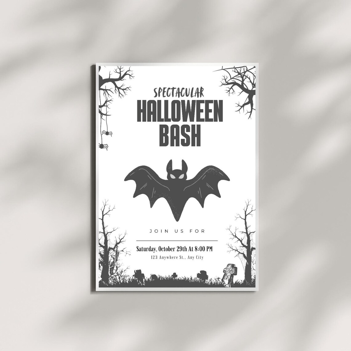 Editable Halloween Party Invitation Template Spooky Canva Design DIY ...