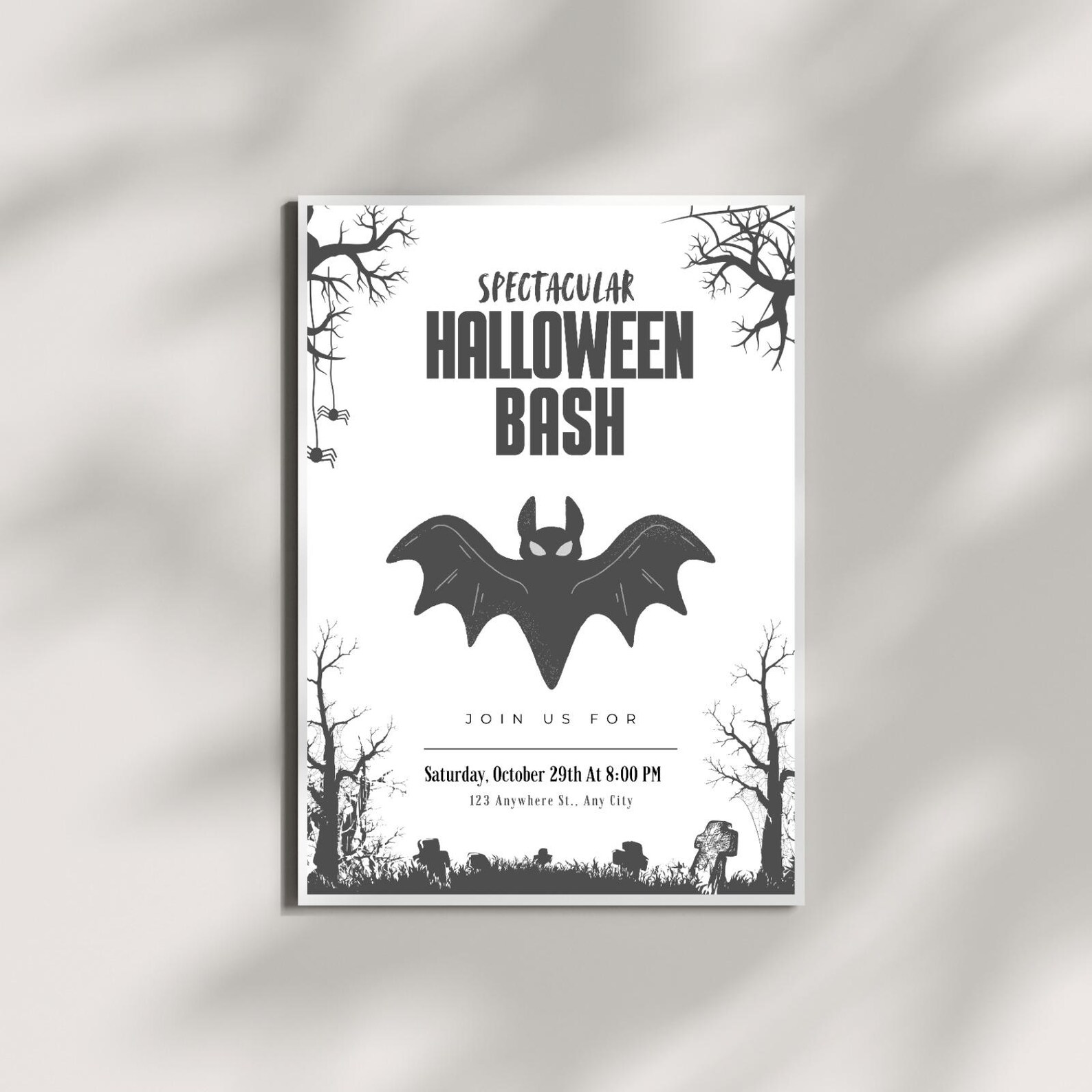 Editable Halloween Party Invitation Template Spooky Canva Design DIY ...